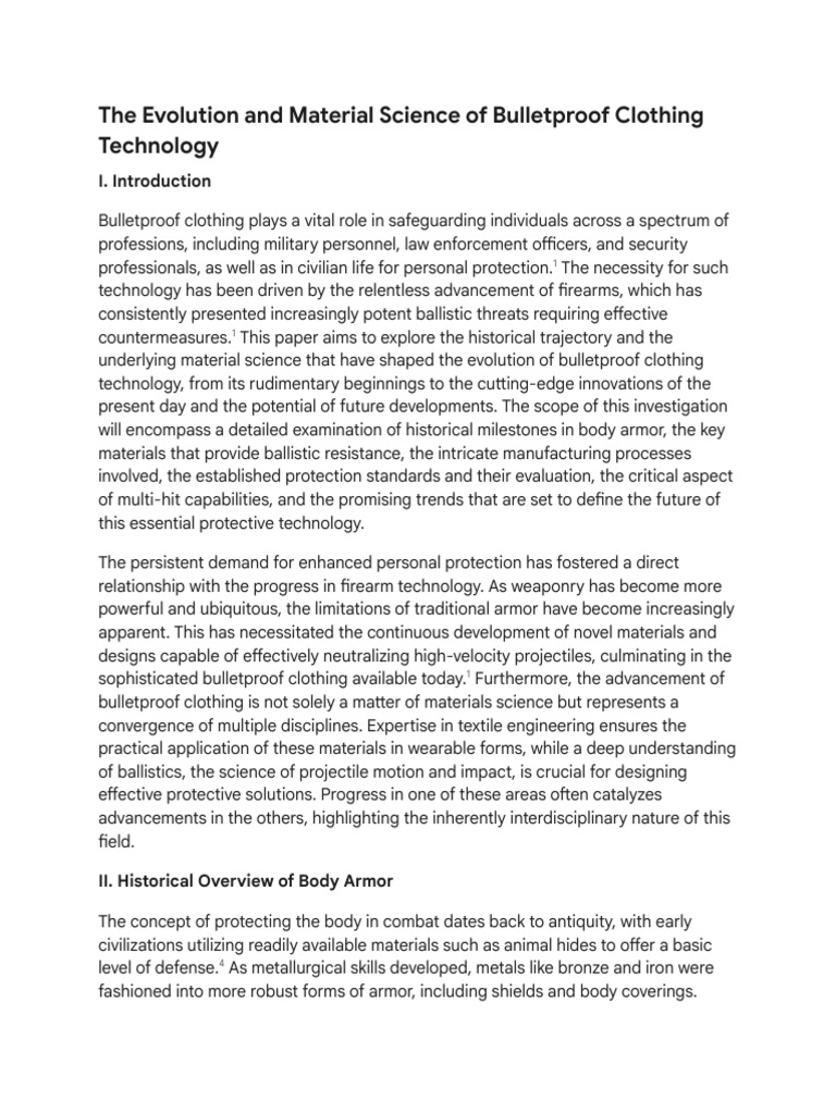 The Evolution and Material Science of Bulletproof Clothing Technology ...