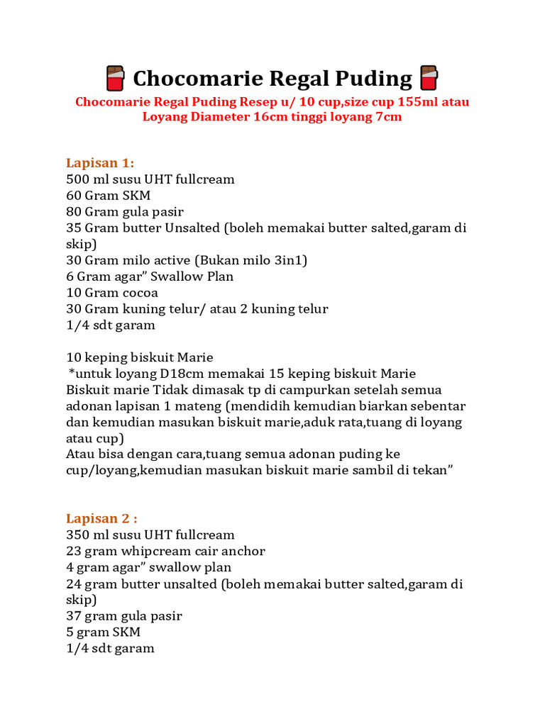 Chocomarie Regal Puding | PDF