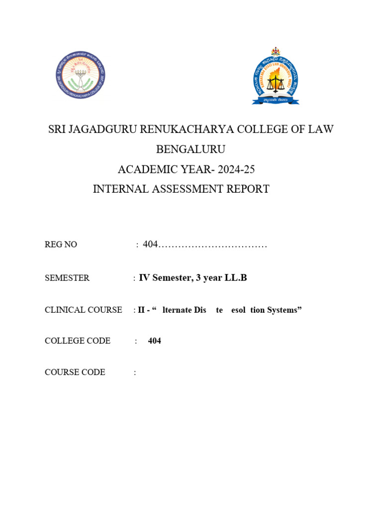 Cover - Page IV Sem 3 YR - II ADR | PDF