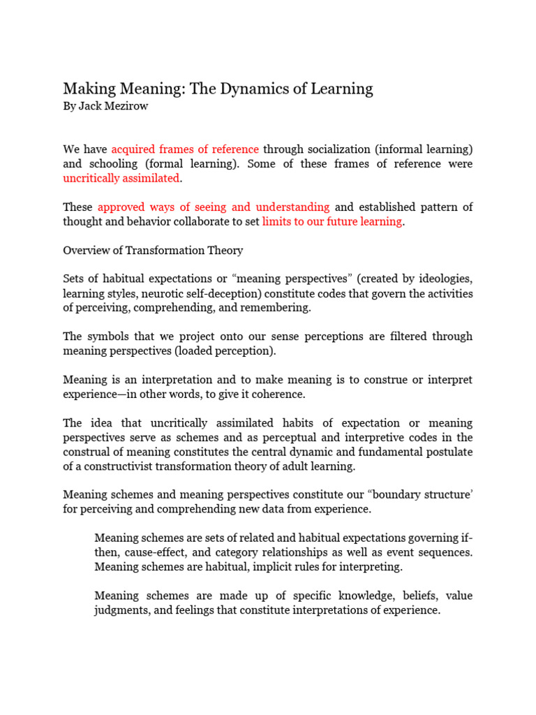 GINST 001 Lesson 3 - Making Meaning The Dynamics of Learning | PDF ...