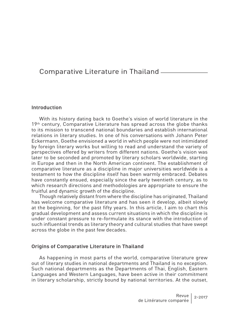 Evolution of Comparative Literature in Thailand | PDF | Literary ...