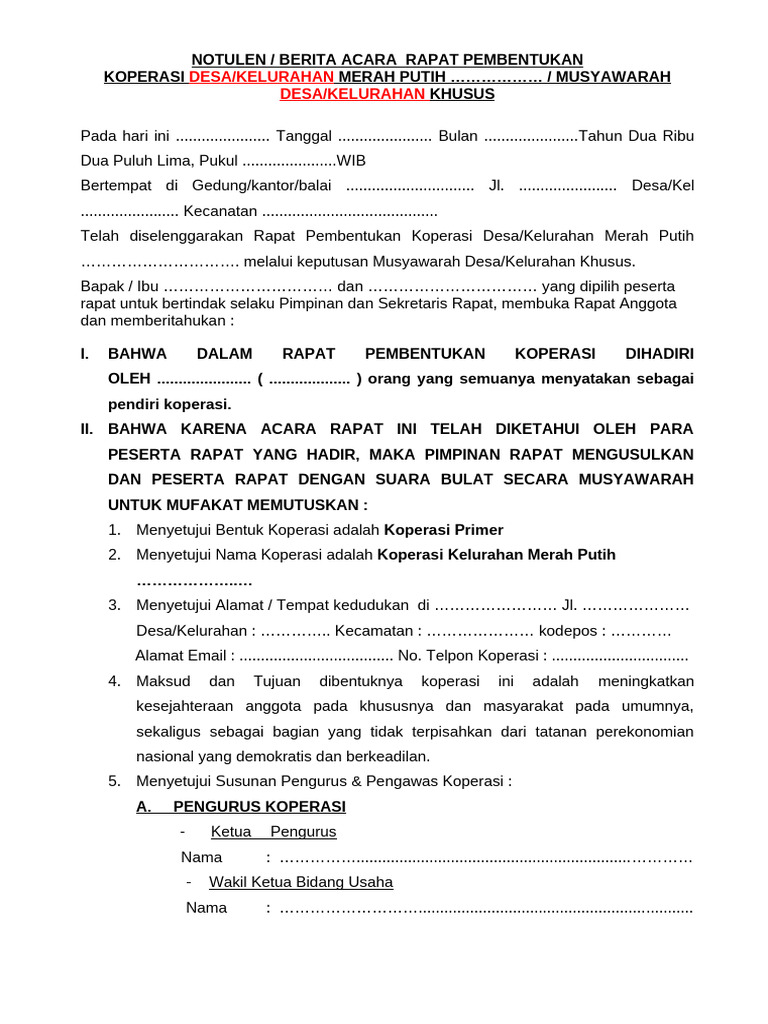 Notulen Berita Acara KMP | PDF