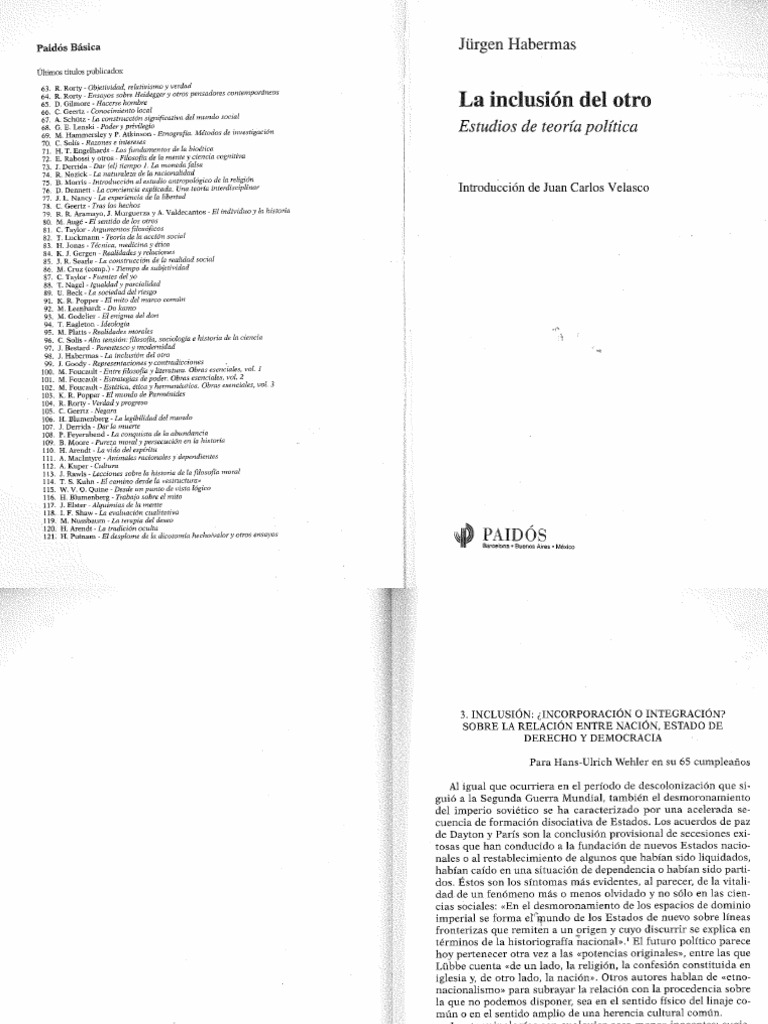Habermas La Inclusión Del Otro Cap 3 | PDF