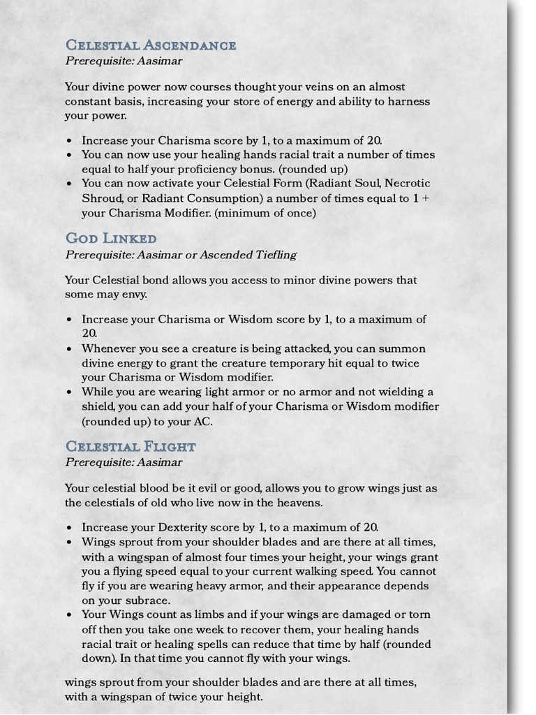 Aasimar Feats - GM Binder | PDF