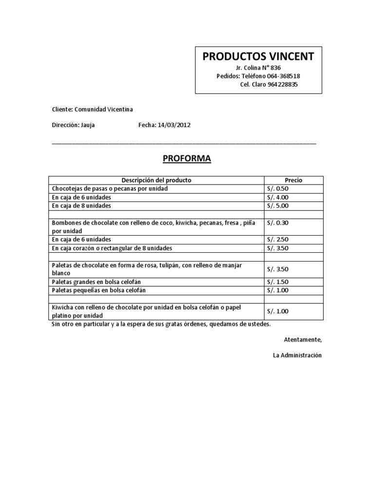 Proforma Cliente | PDF