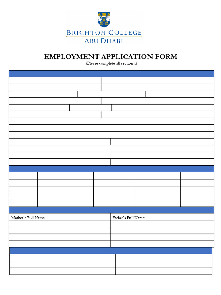 BCAD - Employment Application Form | PDF | Nationality