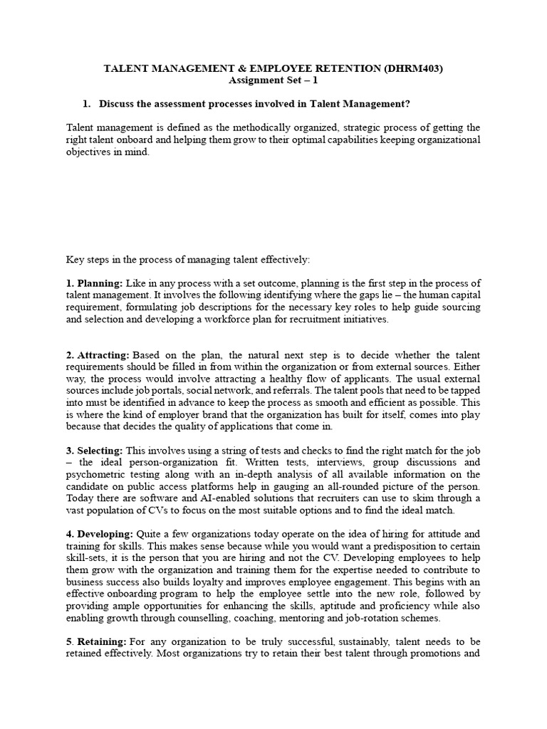 DHRM403 - Talent Management & Employee Retention | PDF | Employee ...