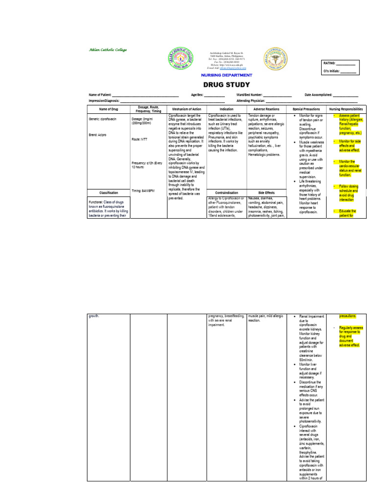 CiprofloxacinDoxofylline Drug Study | PDF | Medical Specialties ...