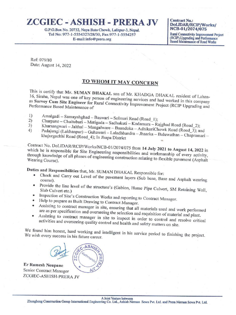 Experience Letter | PDF