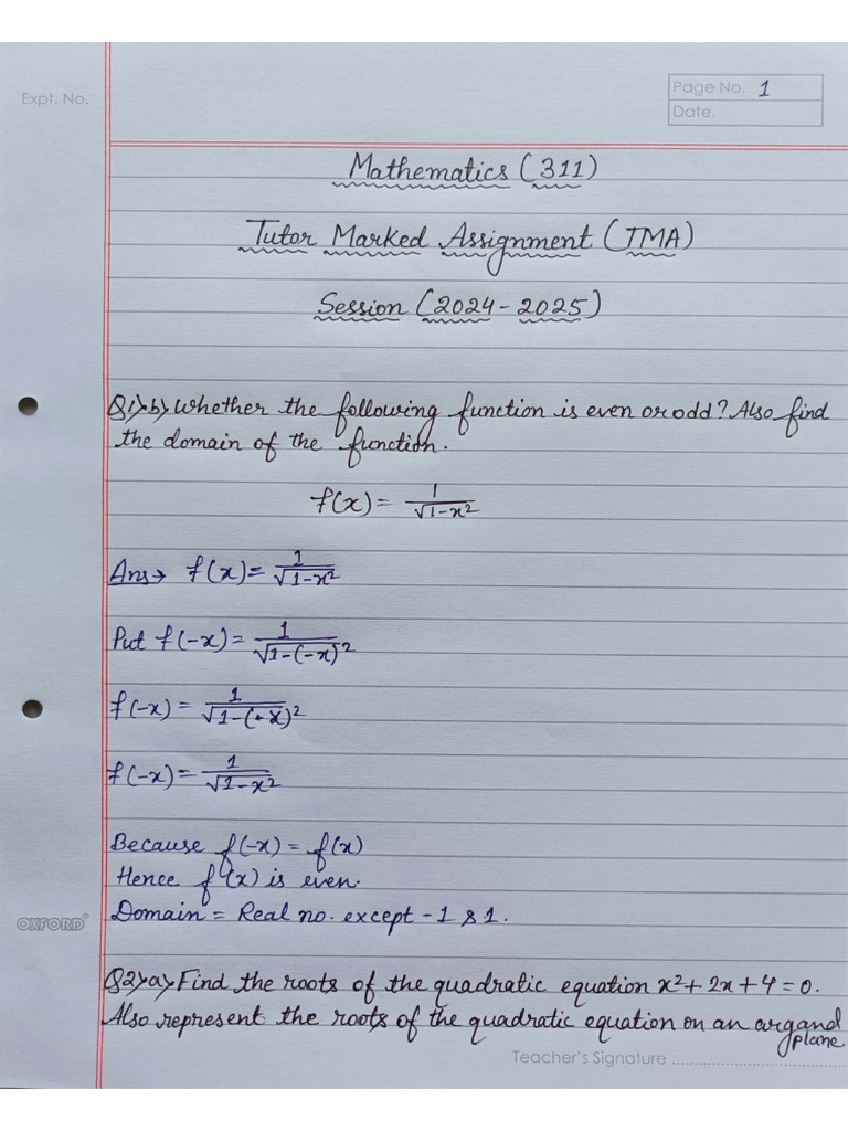 Mathematics (311) Handwritten Tma 2025 (E) | PDF