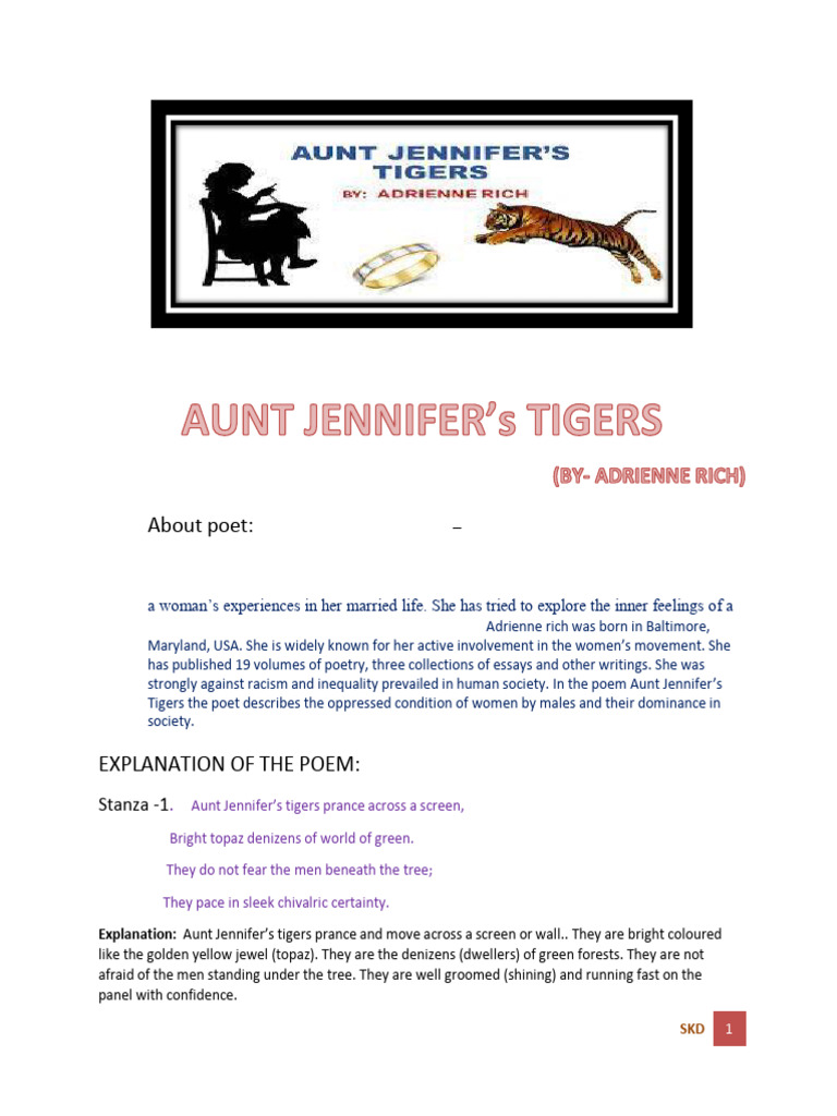 Aunt Jennifers Tiger Complete Notes | PDF