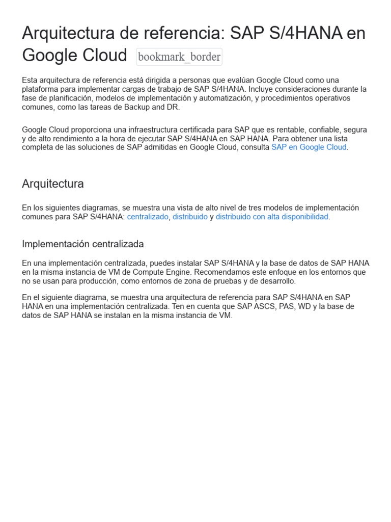 Arquitectura de Referencia - SAP S - 4HANA en Google Cloud | PDF | Computación en la nube ...
