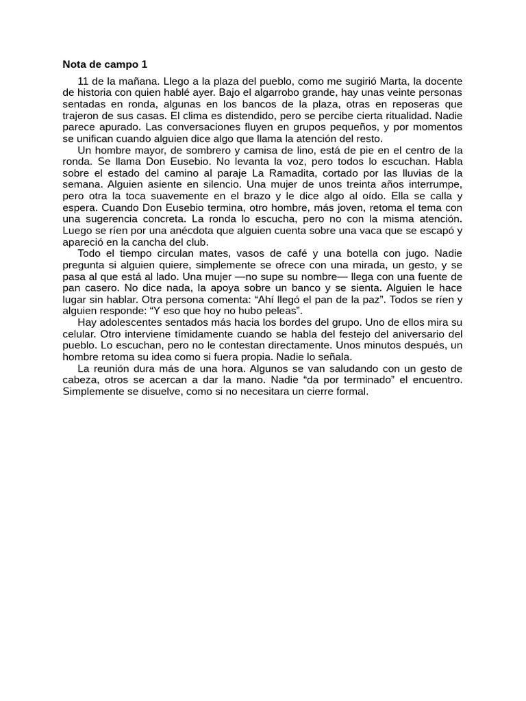 Nota de Campo 1 | PDF