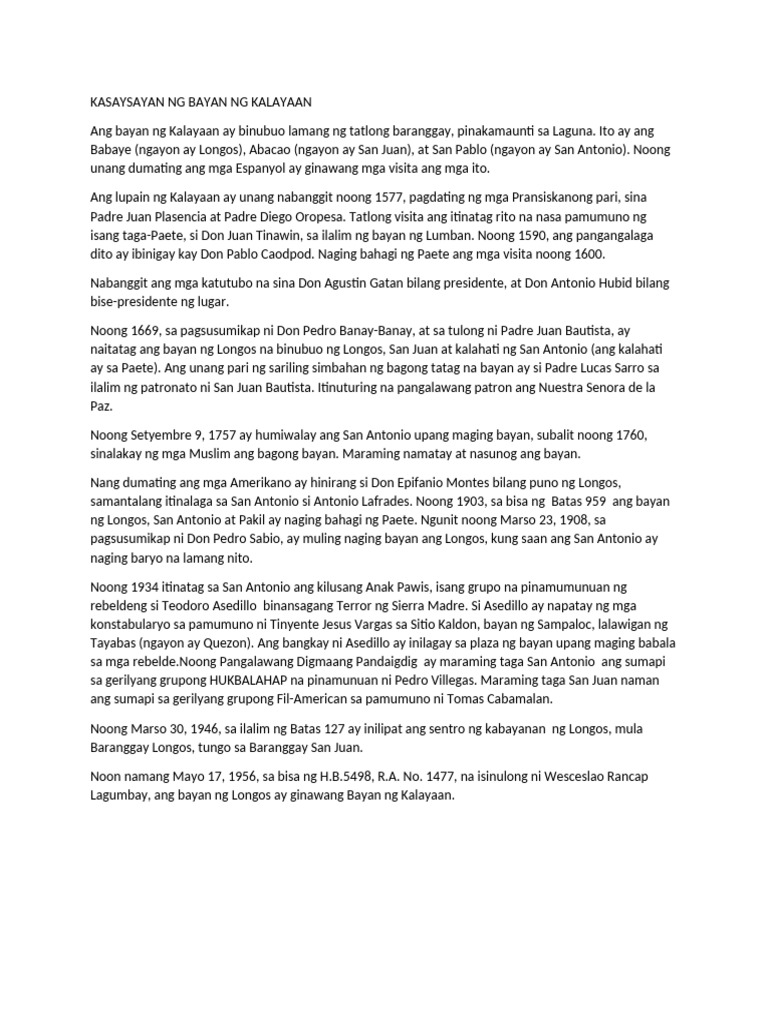 Kasaysayan NG Bayan NG Kalayaan | PDF