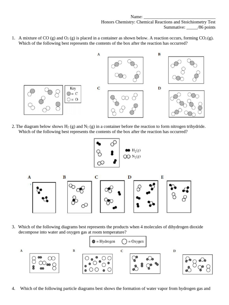 HChem Stoichiometry Test | PDF | Chemical Reactions | Stoichiometry
