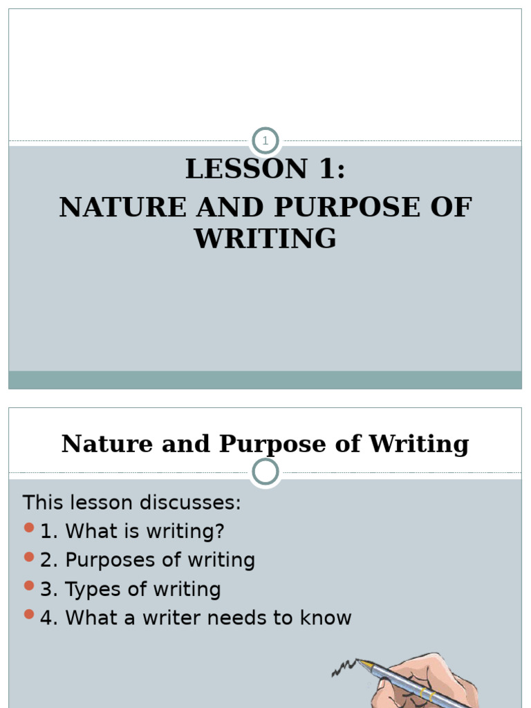 Nature and Purpose of Writing 1 | PDF | Essays | Human Communication