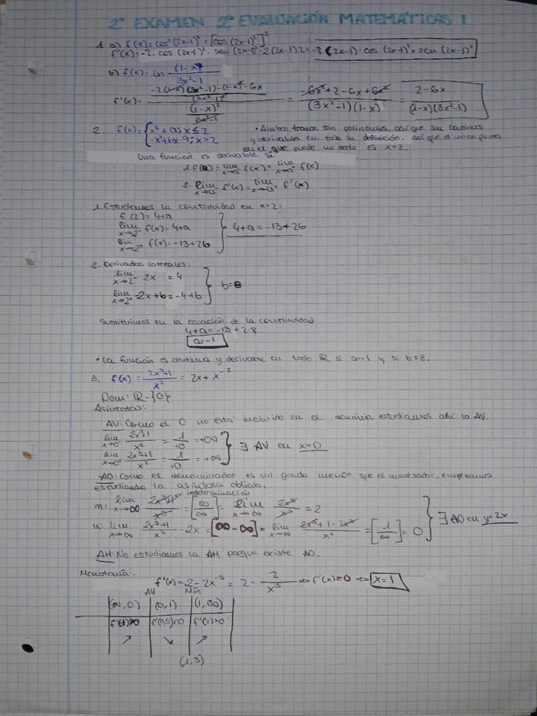 Examen Matemáticas 1bach | PDF