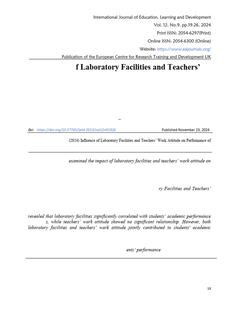 Influence-of-Laboratory-Facilities | PDF | Science | Teachers