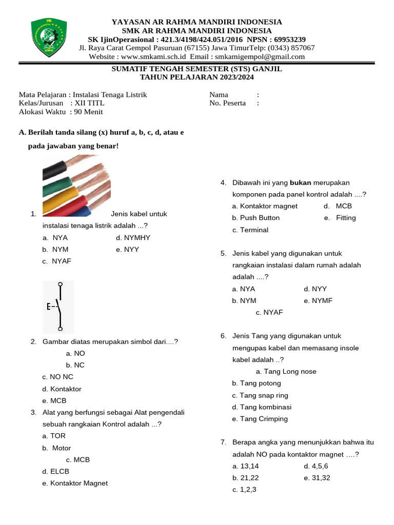 Soal Itl Xii Titl STS Ganjil 2023 | PDF