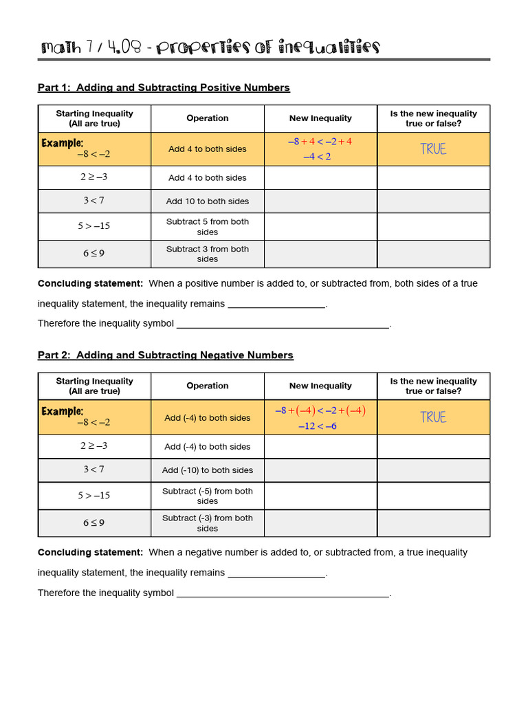 MYP Year 2 4.08 Investigation | PDF | Inequality (Mathematics) | Numbers