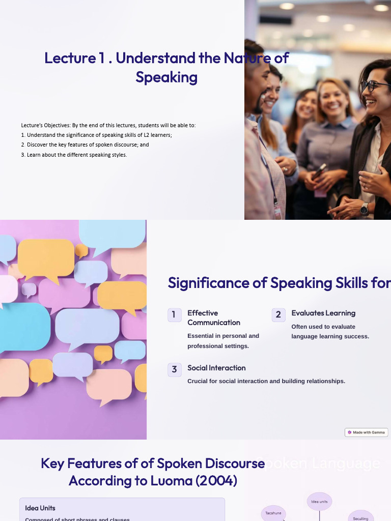 Lecture 1 Understanding The Nature of Speaking | PDF