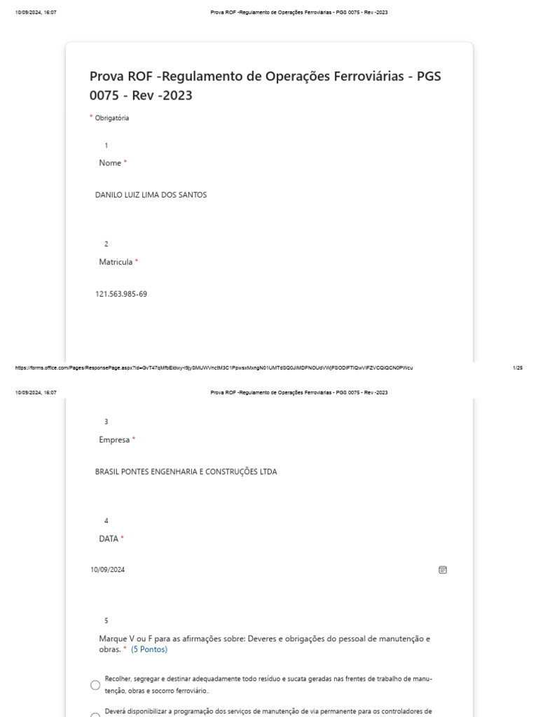 Prova de Regulamentação ROF 2023 | PDF | Trem | Comunicação