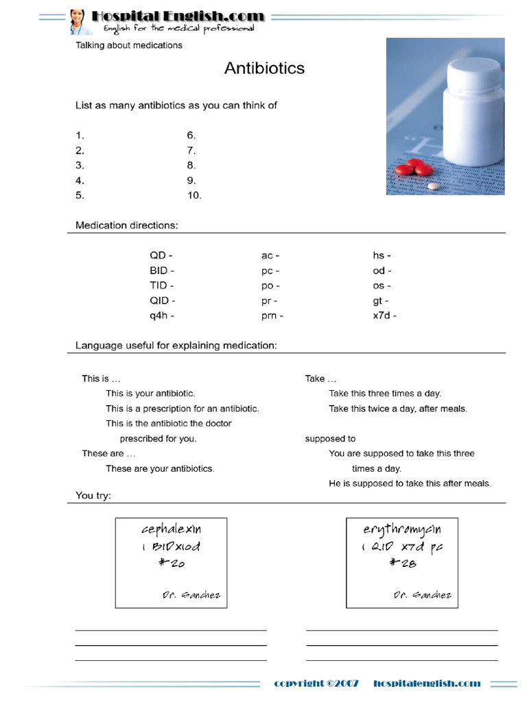 Prescription Explanation Worksheet | PDF