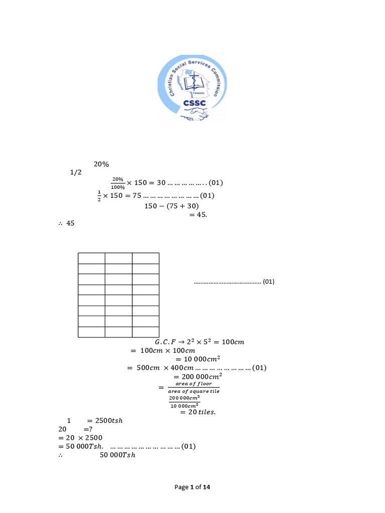 Form Four Pre-National Exam Marking Scheme | PDF | Mathematics