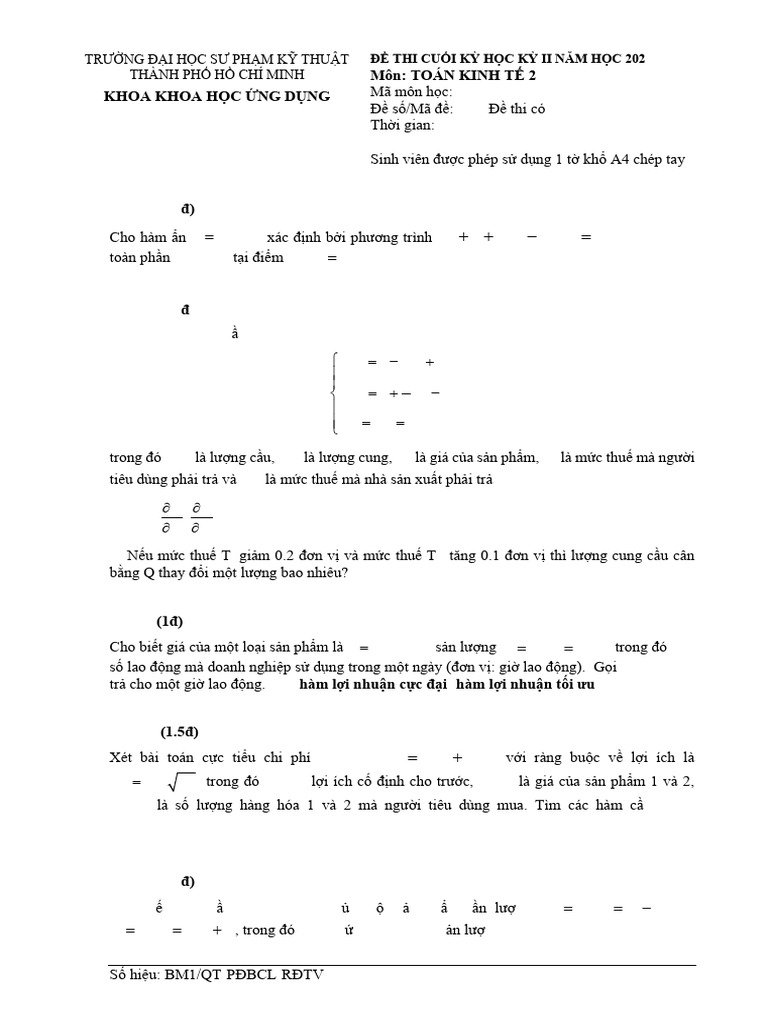 Toan Kinh Tế 2 CLC | PDF