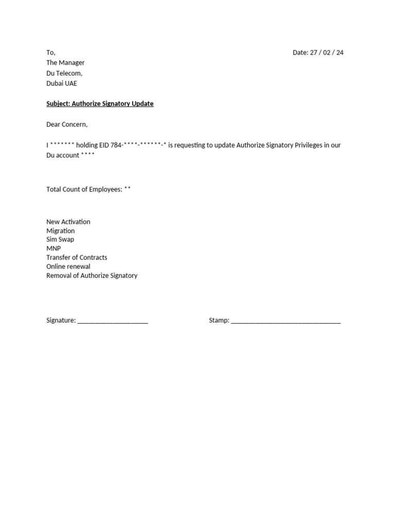 Authorize Signatory Update-1 | PDF