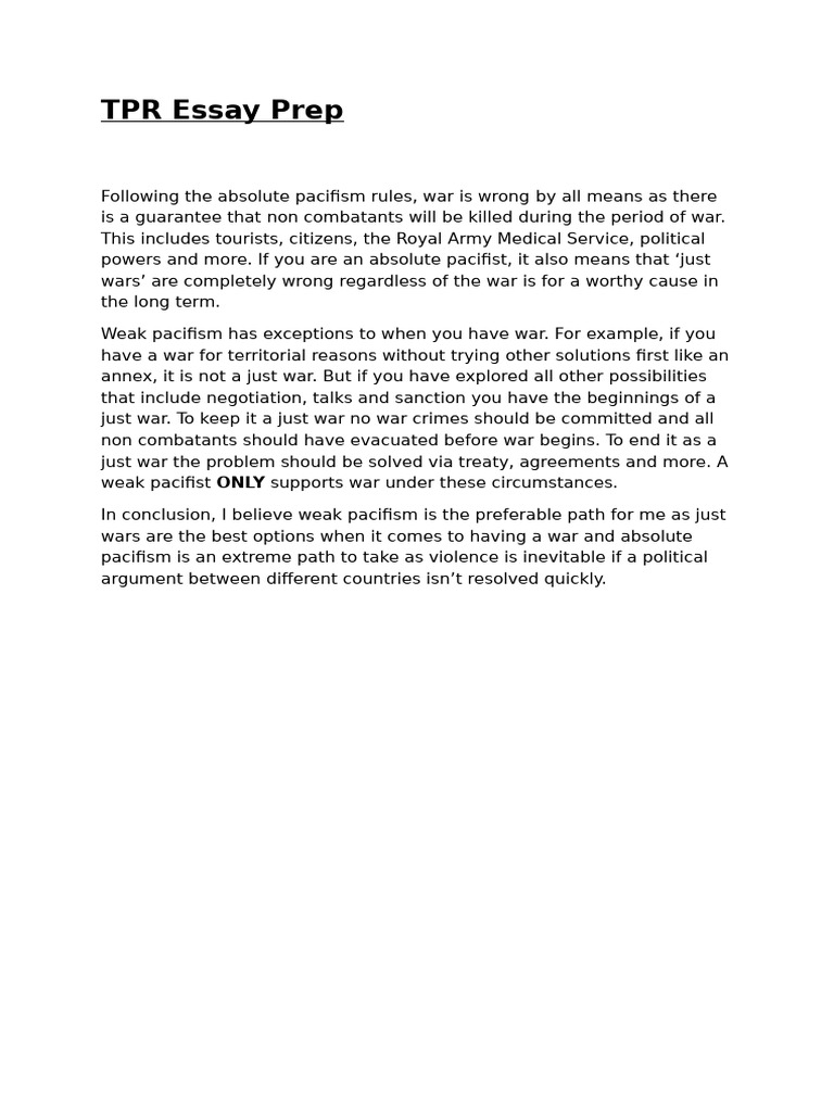 TPR Essay Prep | PDF