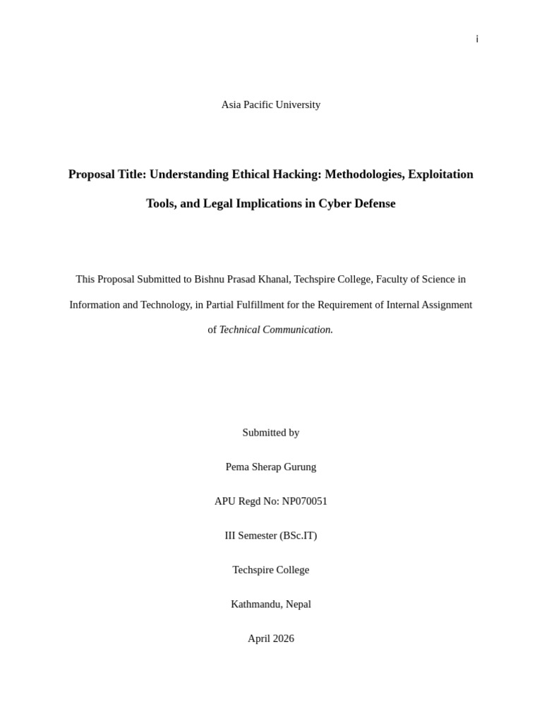 20 - Pema - Sherap - Gurung - Proposal - NP070051 | PDF | Security ...