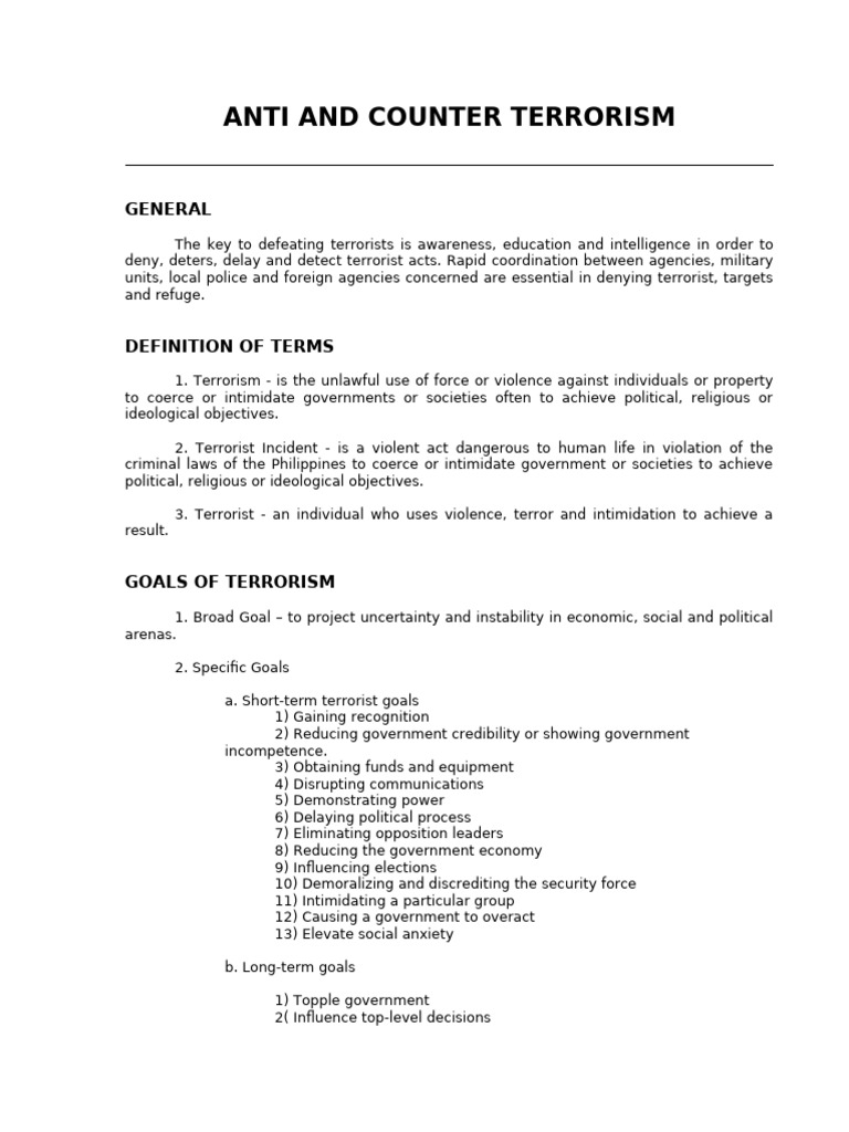 Counter and Anti Terrorism | PDF | National Security