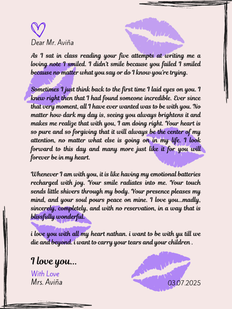 Heartfelt Love Letter to Nathan | PDF