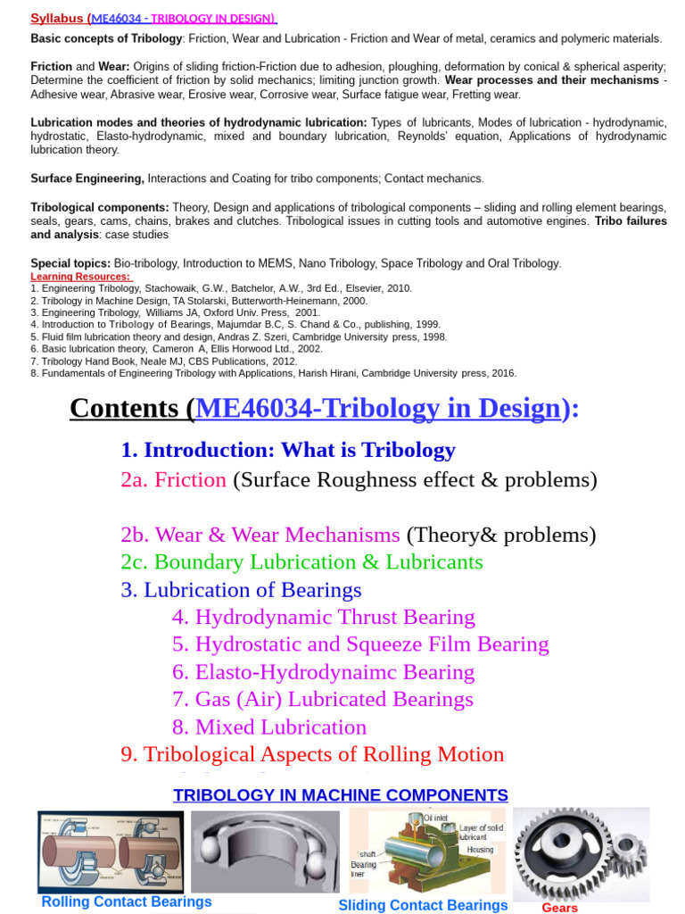 Introduction Tribology | PDF | Friction | Wear