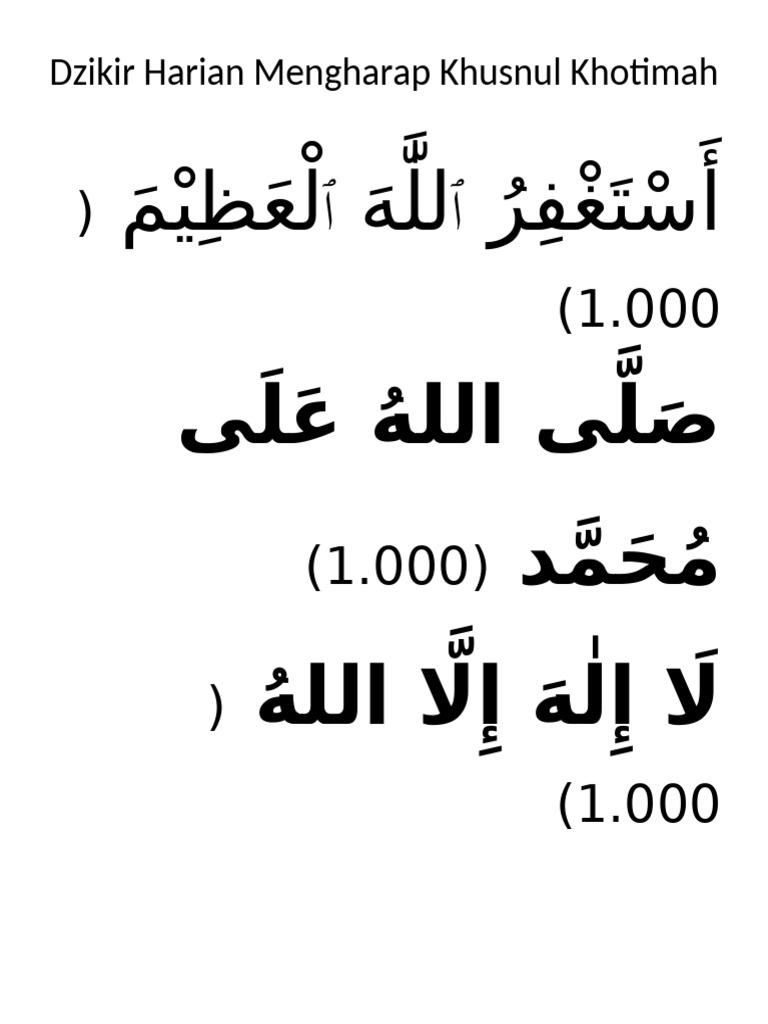 Dzikir Harian Mengharap Khusnul Khotimah | PDF