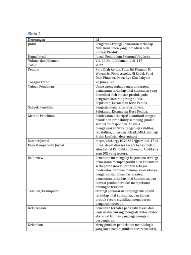 Review Jurnal Tabel | PDF