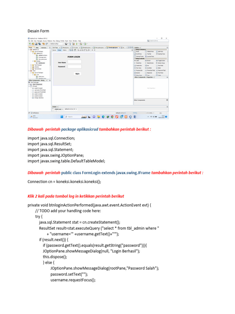 Desain Form Login Aplikasi CRUD | PDF