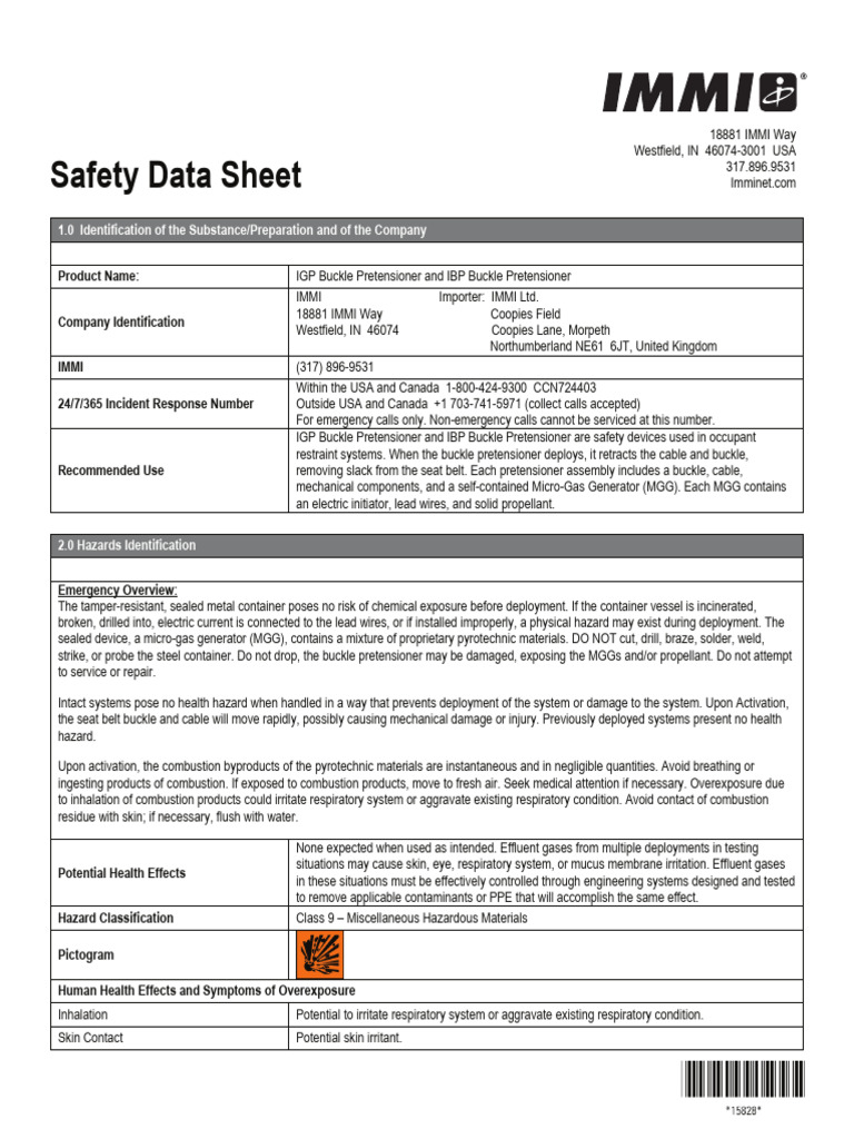 IGP IBP Material Safety Data | PDF | Electrostatic Discharge | Personal Protective Equipment