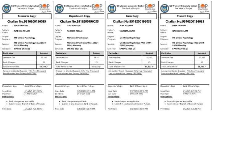 SPRING 2025 (2) _Semester_Fee_Challan | PDF