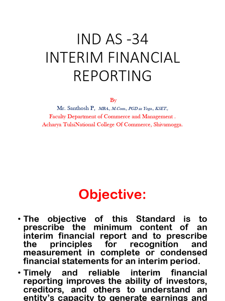 Unit 4 Ind As - 34 Interim Financial Reporting | PDF