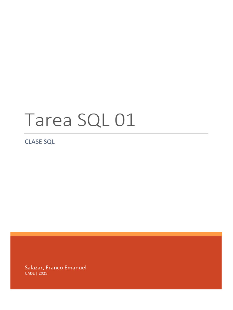 Tarea SQL 01 1 | PDF | SQL | Paradigmas de programación