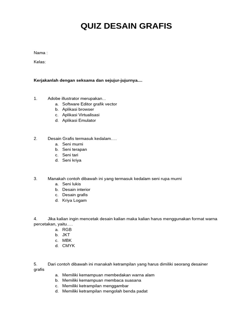 Desain Quiz untuk Grafis Kreatif | PDF