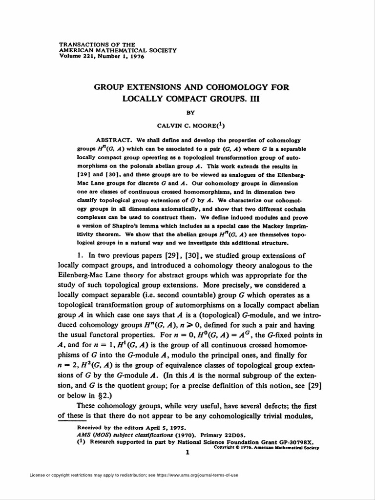 Group Extensions and Cohomology For Loca | PDF | Group (Mathematics ...