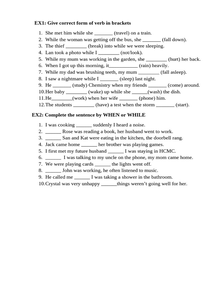 BT When While Past Continuous | PDF