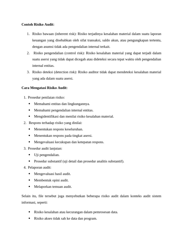 Contoh Risiko Audit | PDF