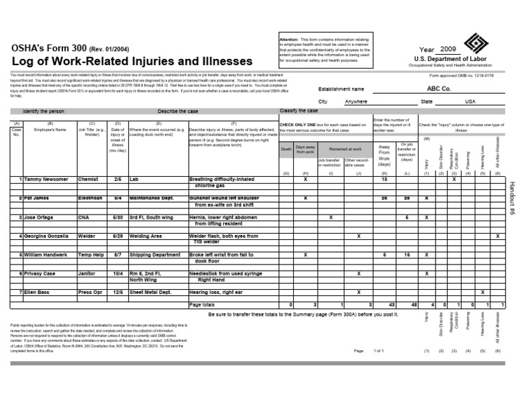 H06 OSHA300completed 02.09.10 | PDF | Occupational Safety And Health ...