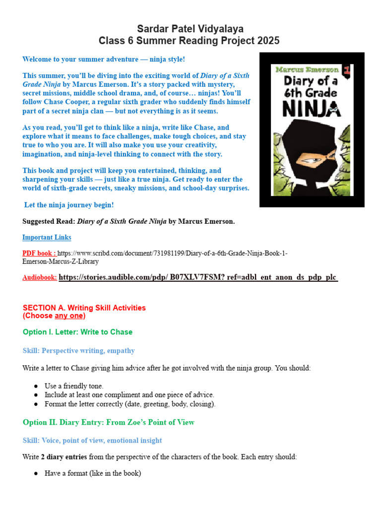 Class 6 English HHW 2025 | PDF