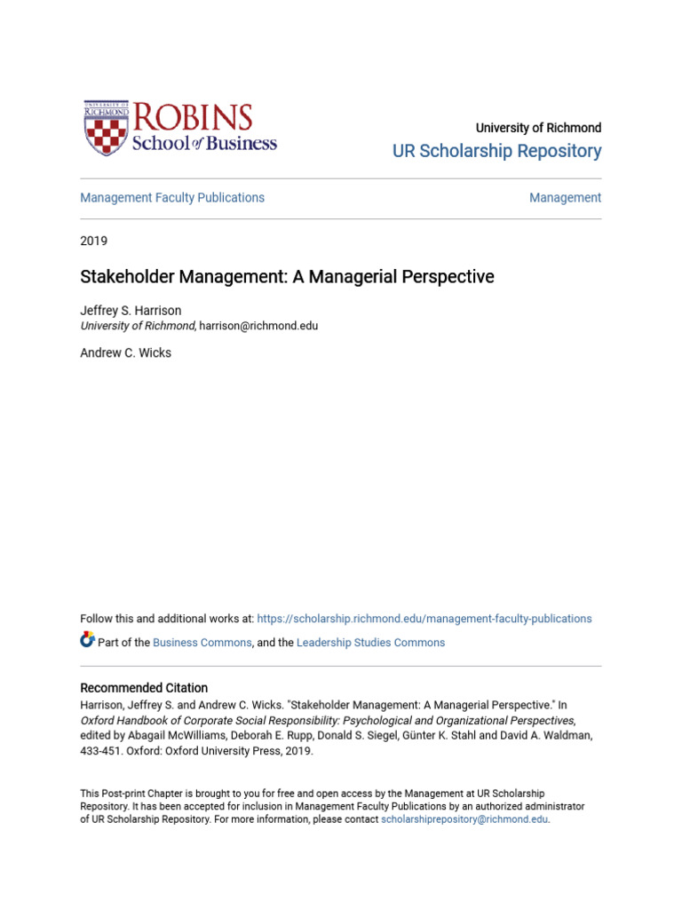Stakeholder Management Insights for Leaders | PDF | Corporate Social ...