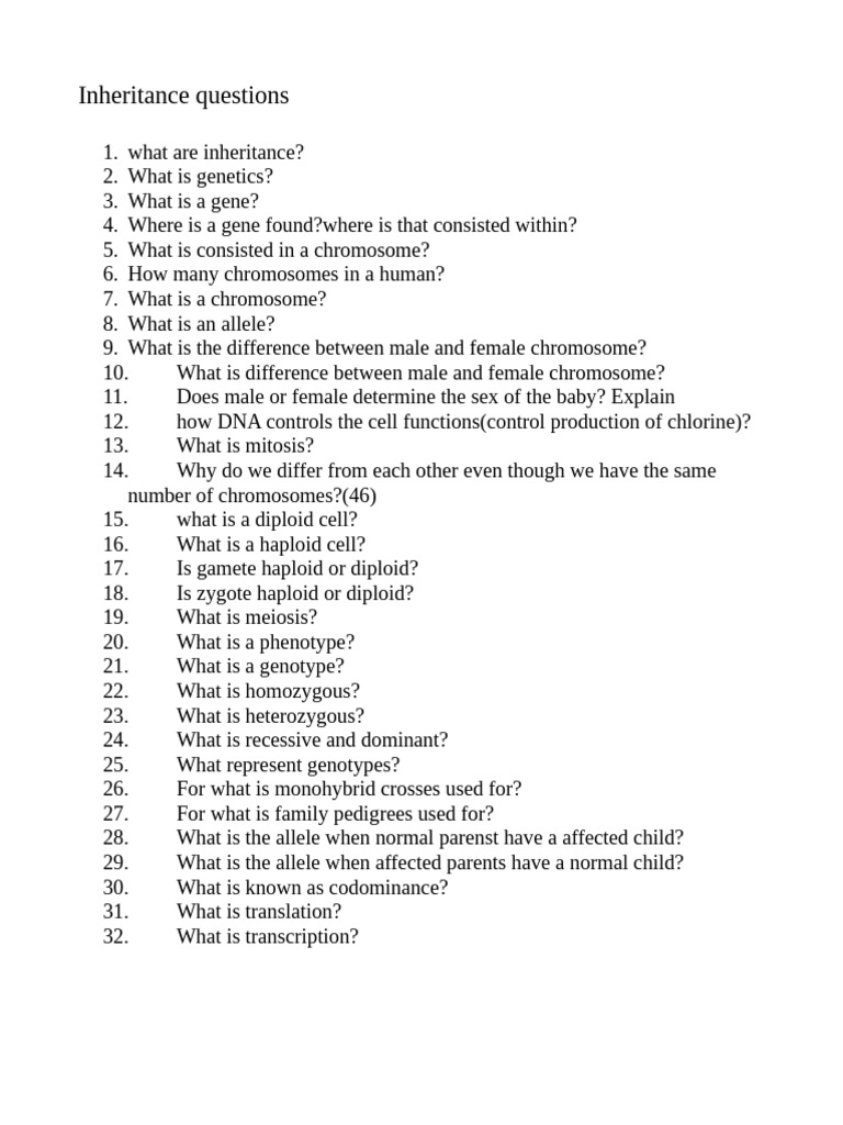 Inheritance Questions | PDF